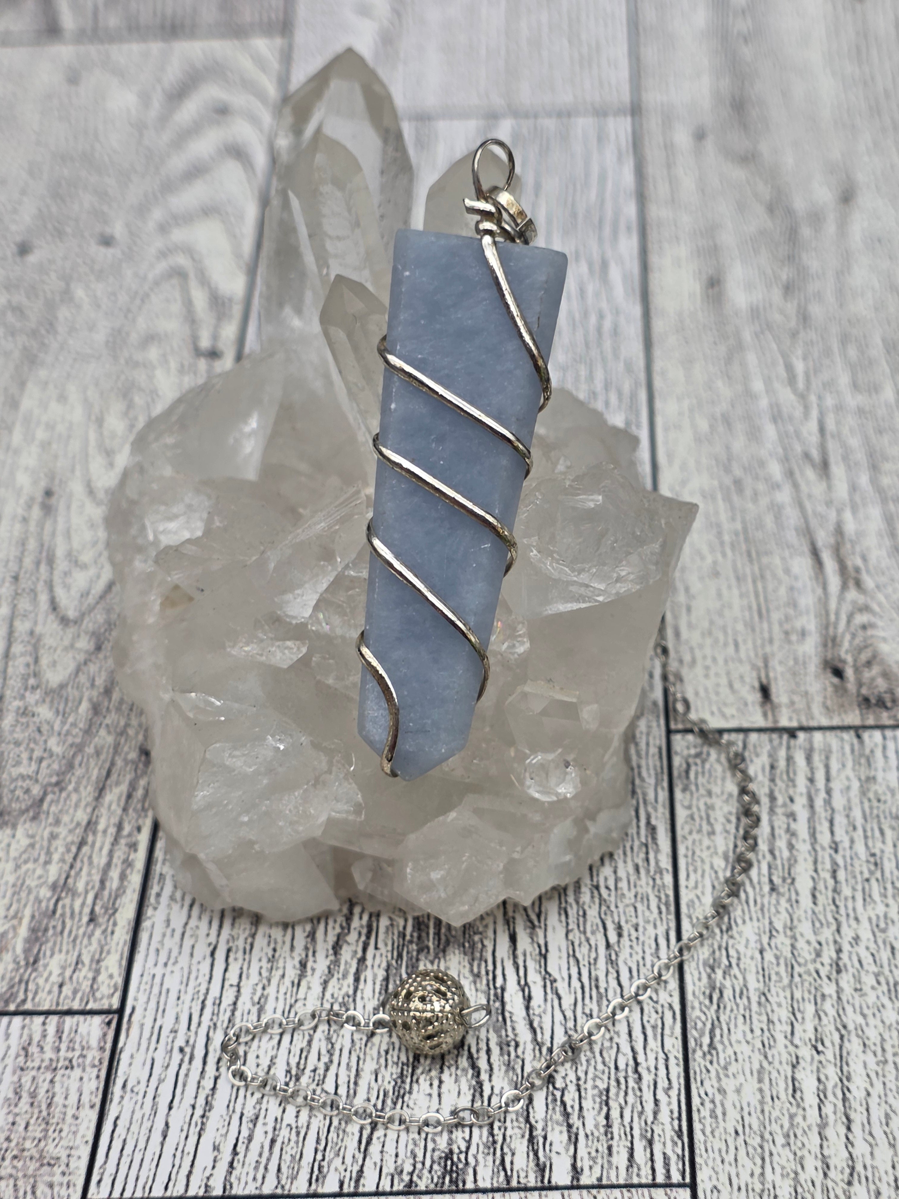 Angelite Wire Wrapped Pendulum for Angelic Communication and Clarity ...