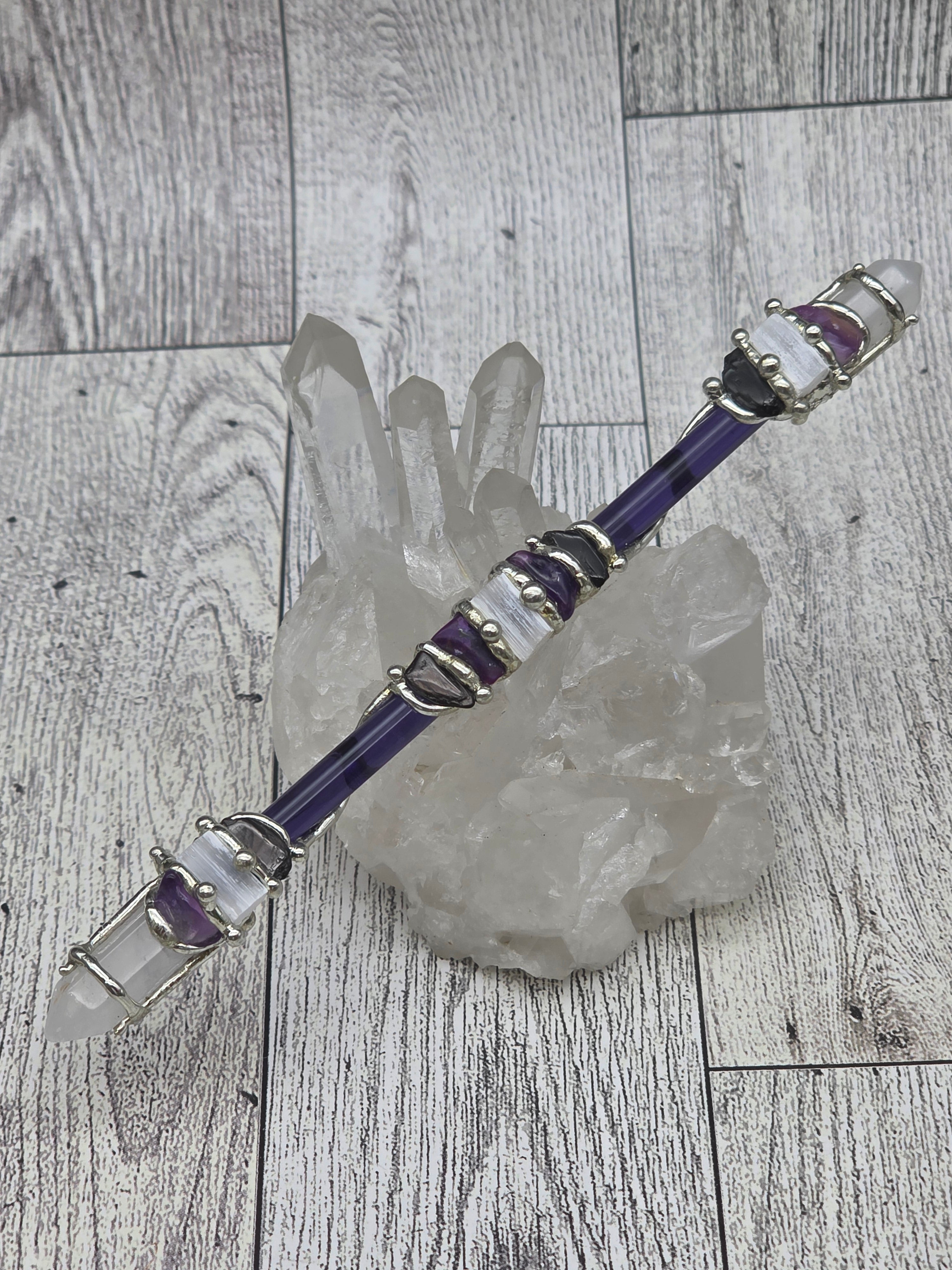 Violet Flame Crystal Magic Wand – Sugilite, Amethyst & Clear Quartz ...